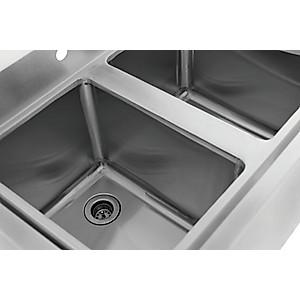 Kratos Commercial Restaurant Sink, 2 Bowl Underbar Compartment Sink w/Faucet and Right Drainboard - 36"x18.75" (29N-116)