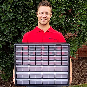 Akro-Mils 10144, 44 Drawer Plastic Parts Storage Hardware and Craft Cabinet, 20-Inch W x 6.37-Inch D x 15.81-Inch H, Black