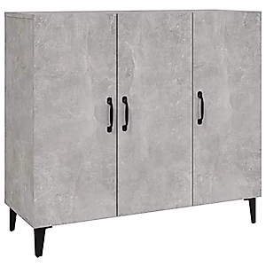 loibinfen Sideboard Buffet Server Storage Cabinet with Doors, Console Table Home Kitchen Sideboard with Black Megal Legs, Dining Room Furniture Entryway Cupboard, Concrete Gray 35.4"x13.4"x31.5" -AA
