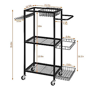 Yoga Mat Storage Rack Weight Rack for Dumbbells Home Gym Storage Rack Workout Equipment Storage Cart Hooks for Yoga Mats, Dumbbells, Kettlebells, Foam Rollers, and Resistance Bands, Black