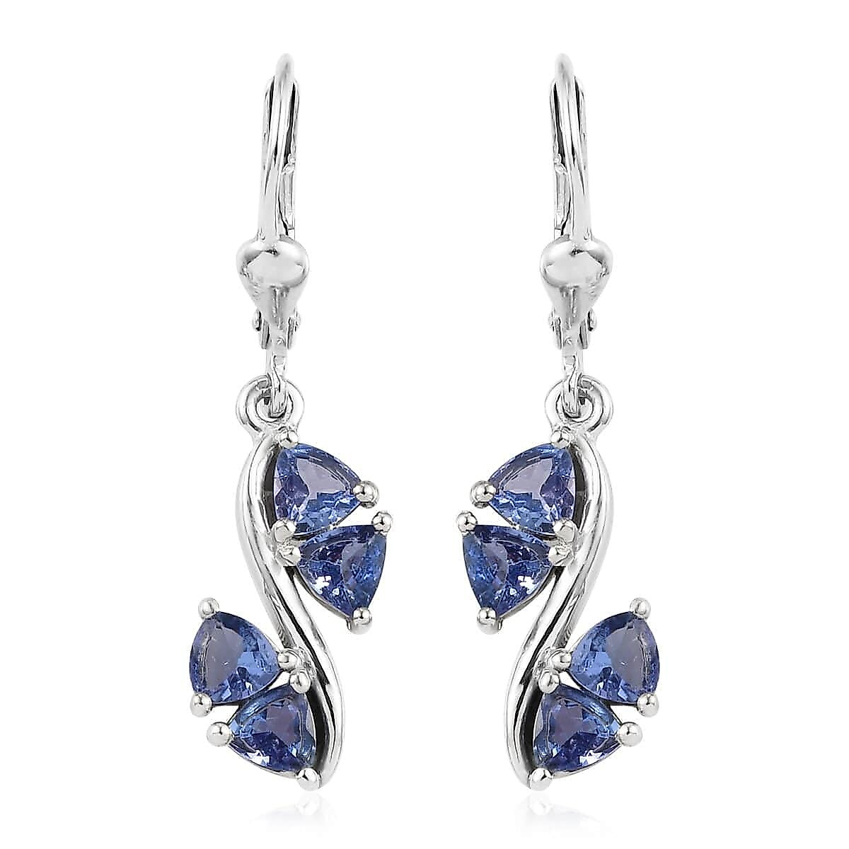 Shop LC Tanzanite Dangle December Birthstone Earrings For Women 925 Sterling Silver Platinum Plated Lever Back Trillion Blue Birthday Gifts for Women Ct 1.6