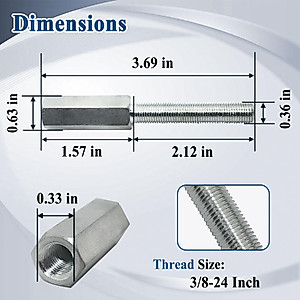 Ebrmeiwo 2 Pcs 1290 Shock Extension, Length of Shock Extension is 3", Thread Size 3/8-24 Inch, Replace The Vehicle Extension Shock, Silver Gloss