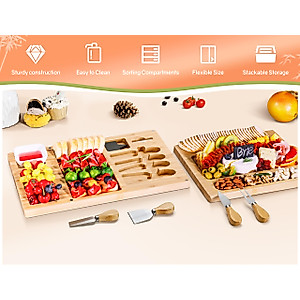 Charcuterie Boards, Thereye Cheese Board with Knife Set, Extra Large Charcuterie Board Set, Gifts for Women, Wedding Gifts, House Warming Gifts, Bridal Shower Gift