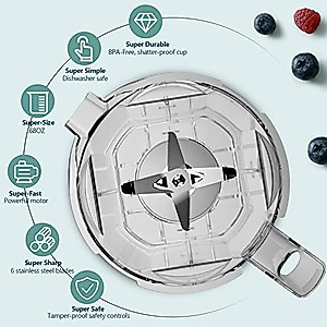 OMMO Countertop Blenders for Kitchen Max 1800W, Smoothie Blender with 4 Preset Programs, 68oz BPA Free Blender for Shakes and Smoothies, Nuts, Ice, and Fruits, Dishwasher Safe