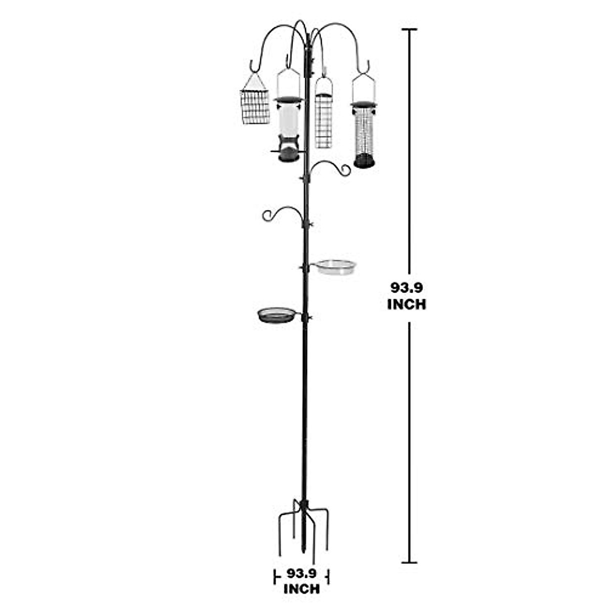 ERYTLLY Bird Feeding Station Kit Bird Feeder Pole Wild Bird Feeder Hanging Kit Planter Hanger Multi Feeder Hanging with Metal Suet Feeder Bird Bath for Attracting Wild Birds