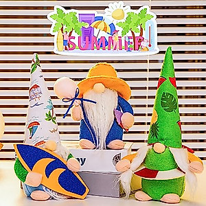 DraMosary 3PCS Beach Gnomes Summer Gnomes Plush Swedish Gnomes Decorations Handmade Housewarming Gift Gnomes Nisse Scandinavian Tomte Elf World Dwarf Hawaii Home Household Farmhouse Gift Decor