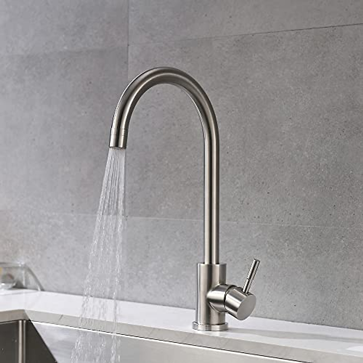 Jshozzy Modern Bar Sink Faucet Stainless Steel Bar Faucet for Kitchen Sink Single Handle Hot and Cold, Brush Nickle Prep Sink Faucet