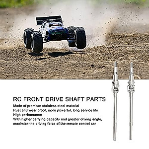 Alaaner 2PCS RC Car Front Axle Drive Shaft Set Stainless Steel RC Front CVD Drive Shaft Upgrades Parts for FMS 1/10 Remote Control Car Silver
