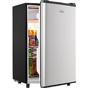 WANAI Mini Fridge With Inner Freezer 3.2 Cu.Ft Single Door Small Refrigerator Energy-efficient, Low Noise, Mini Fridge For Bedroom Dorm and Office Silver