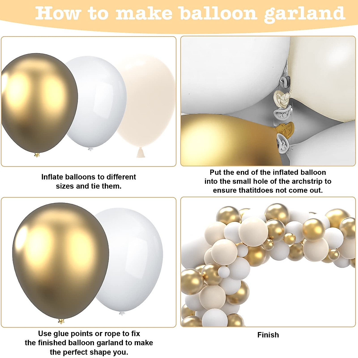 Black White Balloon Garland Kit Kelfara 120Pcs Different Sizes 12/10/5 inch Matte Black White and Metallic Silver Confetti Latex Balloons for Wedding Birthday Party Accessory Arch Decoration