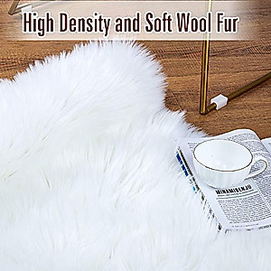 Andecor Soft Fluffy Faux Fur Bedroom Rugs 3 x 5 Feet Indoor Wool Sheepskin Area Rug for Girls Baby Living Room Chair Sofa Home Decor Floor Carpet, White