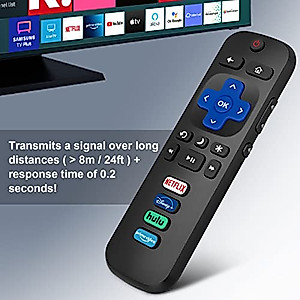 LOUTOC Replacement RC280 RC282 Compatible with TCL-Roku-TV-Remote, Universal TV Remote for Roku Hisense, Onn, Sharp, Philips TVs with Netflix, Disney Hulu, Primevideo Buttons