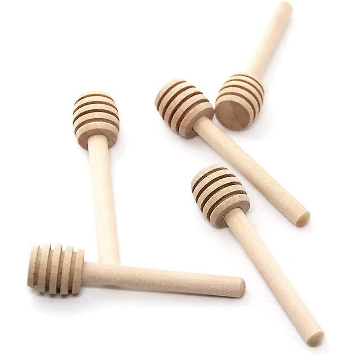 BetterJonny 100 Pieces Household Wooden Honey Dipper Sticks Portable 3 inch Mini Honey Dippers for Honey Jar Dispense Drizzle Honey