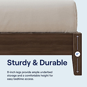 Nectar Premier Wood Platform Queen Bed Frame - Walnut - 12” Height - Contemporary and Durable - Sturdy Wooden Slats for Support - Easy Assembly - Holds Up to 800 Pounds