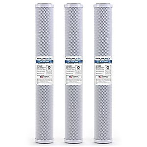 Hydronix HX-CB-25-2005/3 Universal NSF Coconut Activated Carbon Block Water Filter, 2.5" x 20"-5 Micron, 1 Count (Pack of 3), White