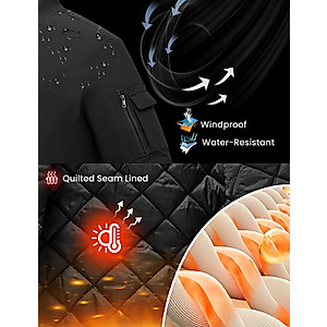 TBMPOY Men's Bomber Jacket Lightweight Winter Windbreaker Zip Up Padded Softshell Windproof Water-Resistant Casual Fall Coat Black XS