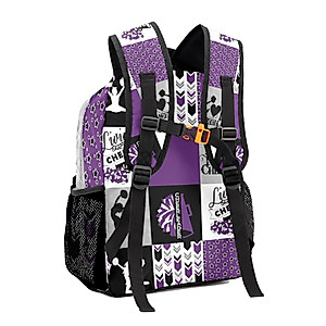 Urcustom Custom Kid Backpack, Grape I Love Cheer Cheerleader Personalized School Bookbag with Your Own Name, Customization Casual Bookbags for Student Girls Boys