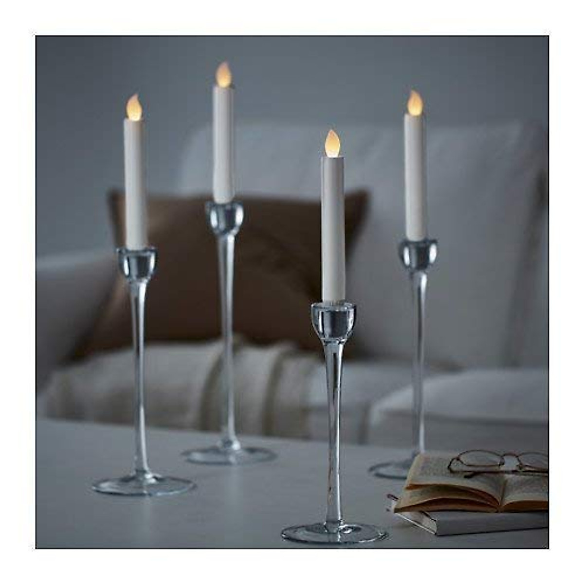 IKEA FULLTALIG Candlestick, set of 3 Powder Coating Black Aluminum Candlestick Holder for taper candles, Table Romantic for Wedding, Birthday, Dinner Home & Bar Decorative (No LED Candle Included)