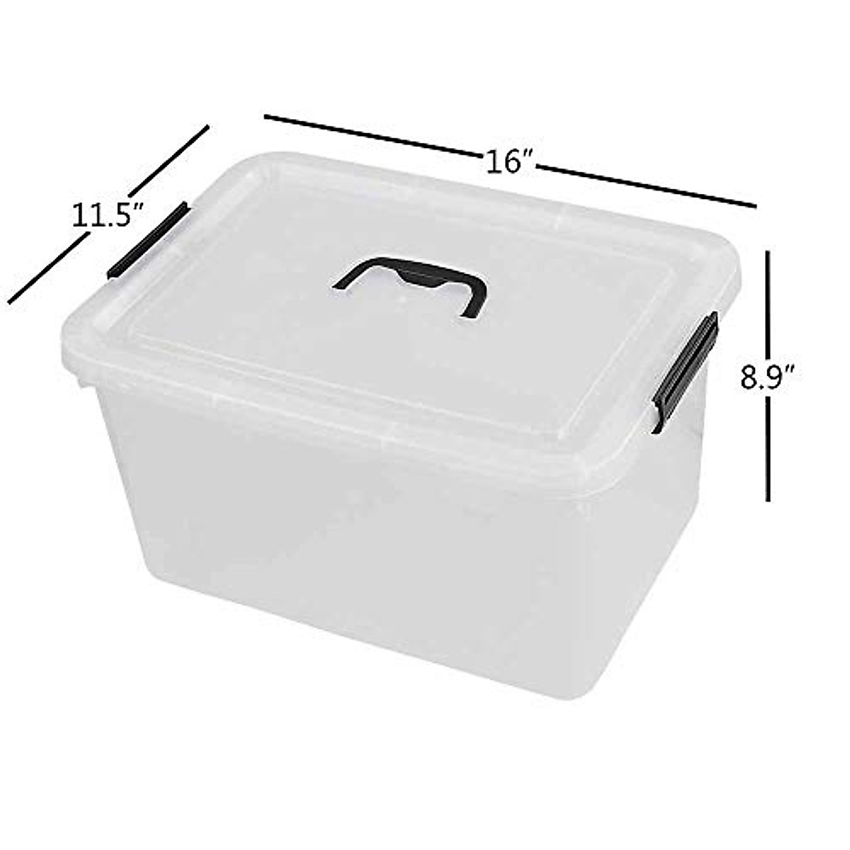Nicesh 17.5 L Plastic Large Storage Box, Clear Latch Bin with Handle and Lid, Set of 4