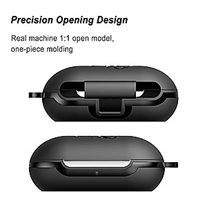 Aotao Silicone Case for Galaxy Buds 2019, Soft and Flexible, Scratch/Shock Resistant Silicone Cover with Carabiner for Galaxy Buds (Black)