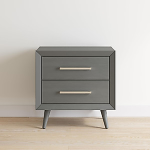 Child Craft Cranbrook 2 Drawer Nightstand for Nursery or Bedroom, Large Storage Drawers, Made of Sturdy Pinewood, Non-Toxic, Baby Safe Finish (Lunar Gray)