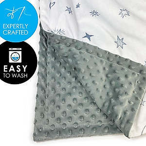 Grow Wild Baby Blanket 30x40 Inch | Super Soft & Plush Minky for Boy or Girl | 2-Pack of Travel, Nursery, Stroller, Swaddle or Receiving Blankets | Double Layer Dotted with Stars & Moons