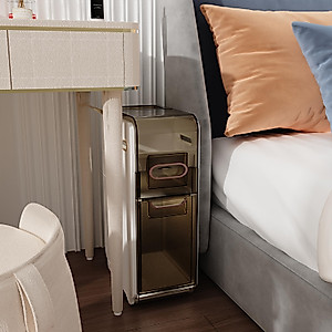 8.66″ Slim Storage Narrow Drawers for Small Spaces 2-Tiers, Crevice Storage Cabinet Bathroom, Skinny Storage Drawers Gap Organizer Multi Cabinet for Small Kitchen Laundry Living Room