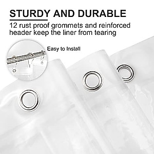 AmazerBath Clear Shower Curtain Liner, 72x78 Long Plastic Shower Curtain Liner, Waterproof PEVA Shower Liner, Cute Lightweight Shower Curtains for Bathroom with Magnets and 12 Rustproof Grommet Holes