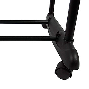 WOHLLEBEN Expandable Double Rods Clothing Rack Portable Freestanding Clothes Rack on Wheels Clothes Closet with Shoe Shelves Multi-functional Garment Rack, (33"-59")×16.5"×(43"-67")