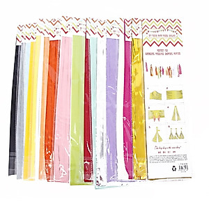 20pcs 14 Inch Shiny Tissue Paper Tassels Garland Bunting for Wedding Baby Shower Festival Anniversary Birthday Party Banner Wall Hanging Decorations DIY Kit (Light Blue)