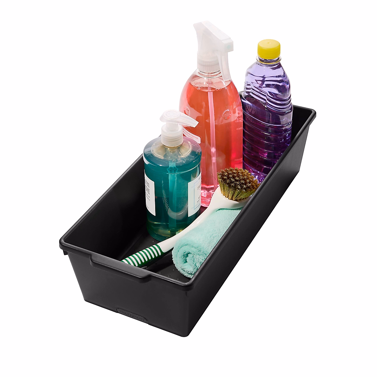 madesmart Plastic Multipurpose Storage Organizer Deep Bin with Handles, Portable Under Sink and Cabinet Storage Bin, Large, Granite