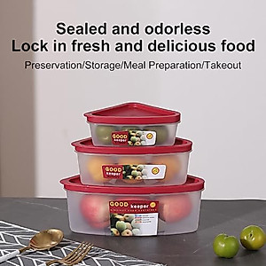 Mitoydoe Crisper Box Set 3-Piece Set of Crisper Boxes Reusable Triangle Shape Food Storage Containers for Refrigerator Microwave Travel 3pcs