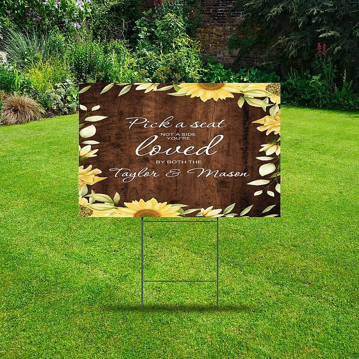 Autravelco Welcome to Our Wedding Lawn Signs with Stakes 12x18 Inch Display Date & Couple Name Customized Lawn Sign for House Rent Lawn Yard Decorations