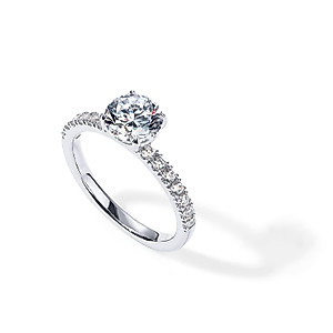 PAVOI 14K Gold Plated Round Cut Solitare Cubic Zirconia Engagement Ring for Women | Fake Wedding Ring for Women | Fake Engagement Ring | Promise Ring