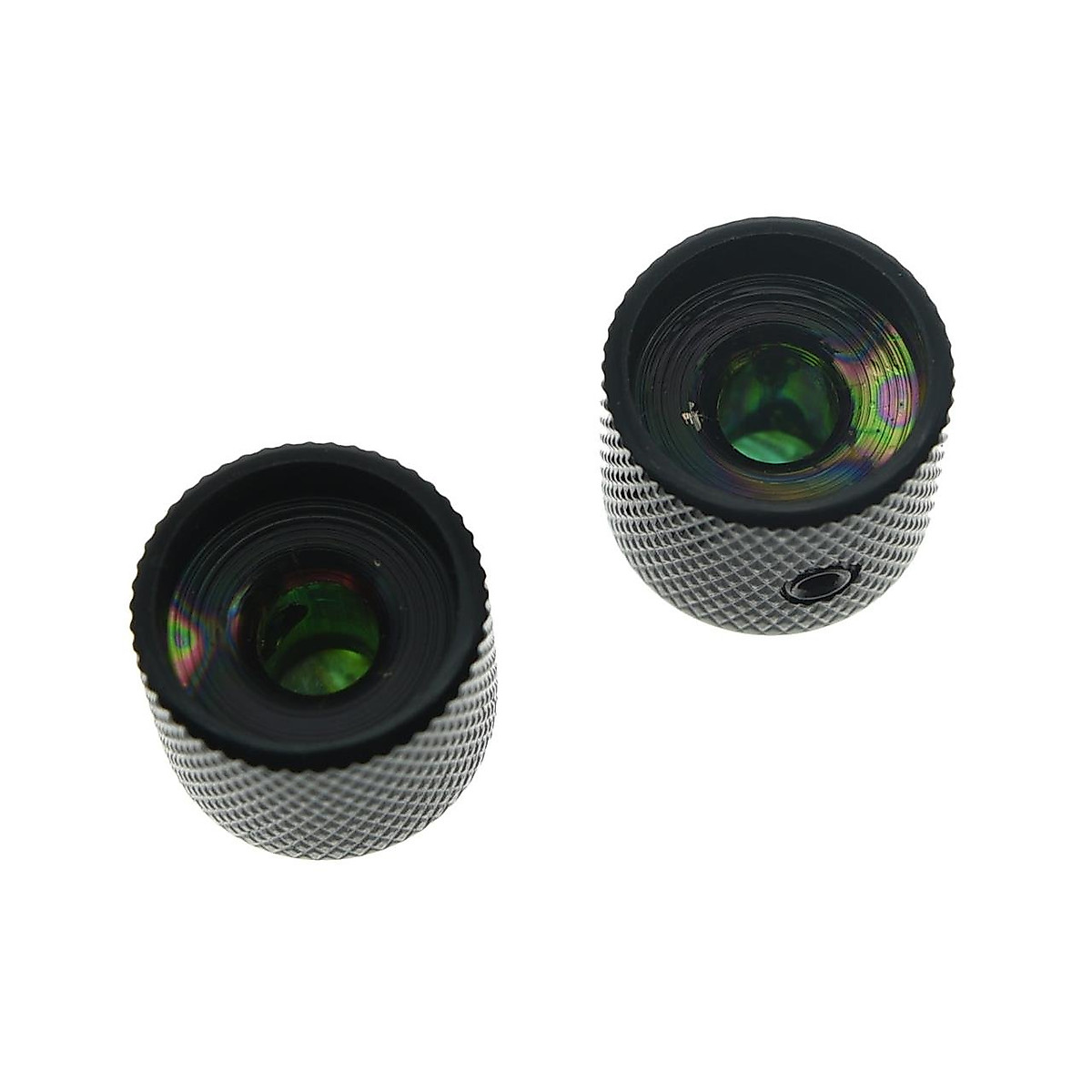 Dopro 2pcs Black Tele Telecaster Abalone Top Guitar Dome Knobs Bass Knobs with Set Screw and Wrench