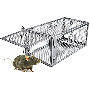PIXESTT Humane Mouse Trap, Rat Cage Trap Suitable for Capturing Mice or Hamsters Alive, Friendly Small Animal Humane Live Cage Rat - 11.2'' X 5.5'' X 5''