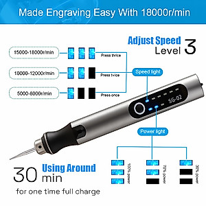 USB Rechargable Engraving Machines With 35bits,Mini Electric Engraver Etching Pen Cordless Rotary Tools Engraved Jewelry Glass Stone Metal Plastic Wood Resin