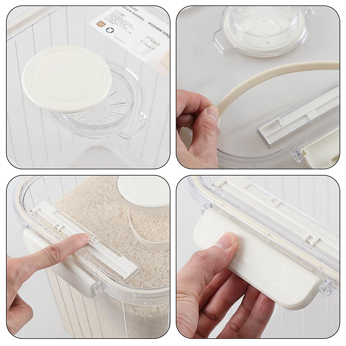 Afromy Large Plastic Food Storage Container Bin for Flour, Sugar, Baking Supplies, Airtight Rice Container, Dry Food Holder Canister Containers, Clear