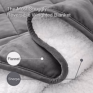 HBlife Sherpa Fleece Weighted Blanket for Adults, Oeko-Tex Certified 10 lbs Thick Fuzzy Bed Blanket, Heavy Reversible Soft Fleece Blanket with Premium Glass Beads 50 x 60 Inches, Grey