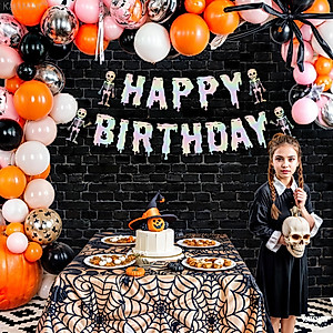 KatchOn, Iridescent Silver Halloween Birthday Banner - 10 Feet, No DIY | Halloween Happy Birthday Banner, Halloween Birthday Party Decorations | Happy Halloween Birthday Banner, Halloween Decorations