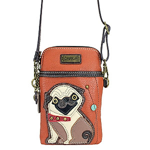 Chala Pug Cellphone Crossbody Handbag - Convertible Strap Pug Mom