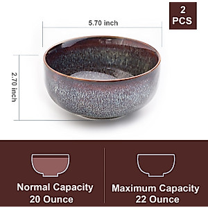 KYBSCZ Serving Bowls - 22 Ounce Bowls Set - Ceramic Bowl Set of 2-5.75 inch Salad Bowls - Soup Bowls - Cereal Bowls for Kitchen