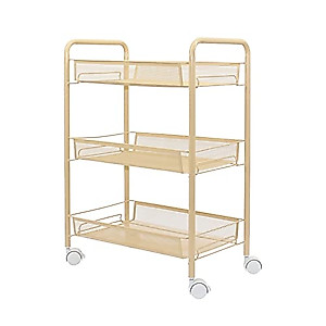 TBGFPO Kitchen Bathroom Bathroom Shelving Trolley with Wheel Three-Layer Storage Rack with Hook Trolley (Color : D, Size : As Shown)