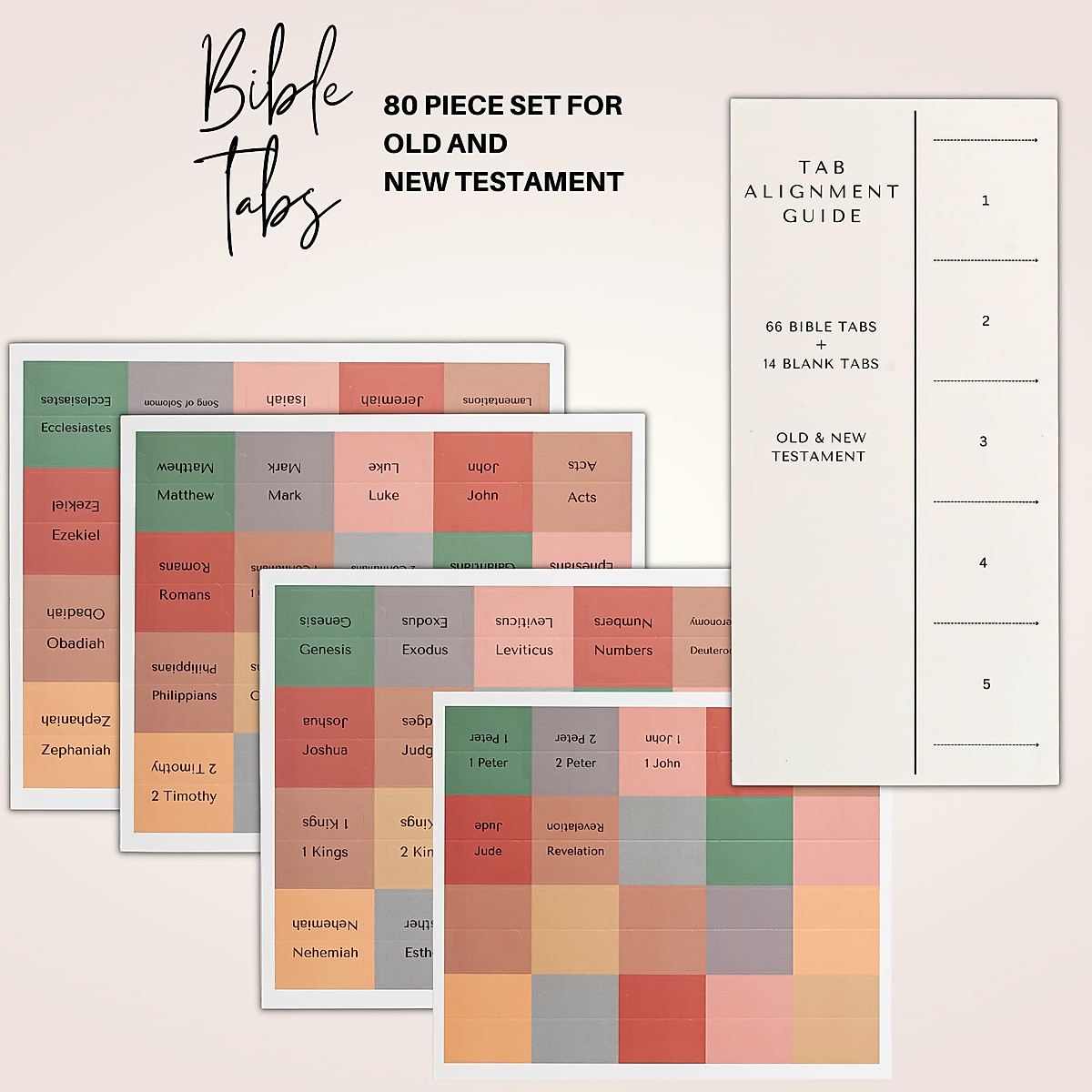 Laminated Bible Tabs - 80 Bible Tabs for Study Bible | New and Old Testament | Bible Tabs for Women