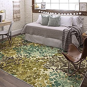 Mohawk Home Aurora Radiance Aqua Abstract Floral Area Rug, 5'x8', Blue/Green