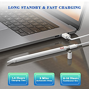 Elaxi Stylus Pencil Compatible for Apple iPad, Active Pen with Palm Rejection, Tilt, Compatible with iPad Pro (11/12.9 Inch), iPad 6/7/8/9/10th Gen, iPad Air 3rd/4th/5th Gen, iPad Mini 5/6th Gen