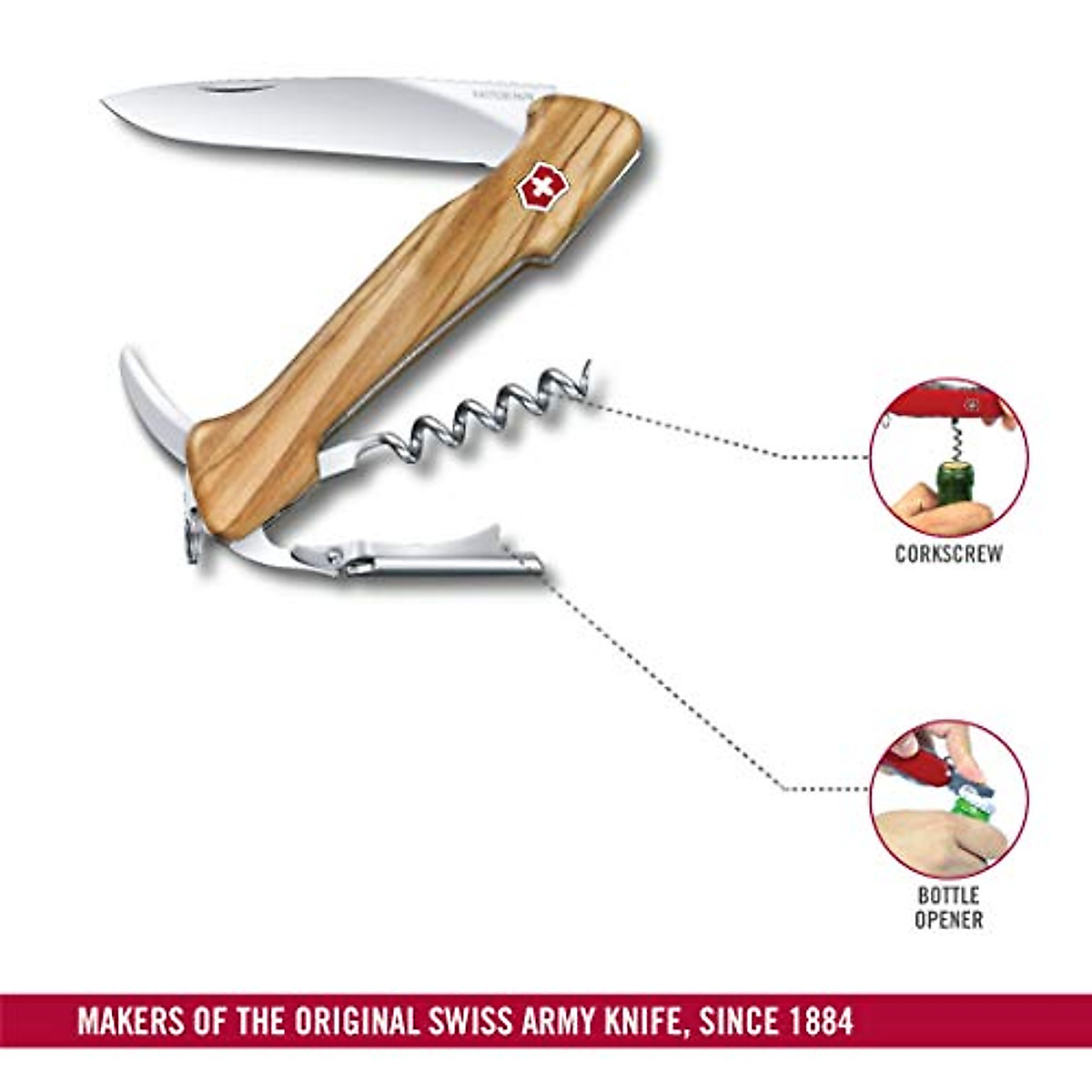 Victorinox 0.9701.64 Wine Master Olive With Pouch 130mm For the Wine Connoisseur in Olive Wood 5.1 inches