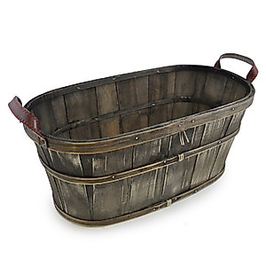 The Lucky Clover Trading Wood Chip Bushel, Rustic Gray Basket, Grey