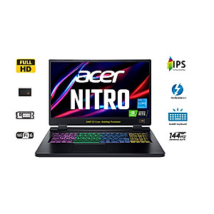 acer Newest Nitro 5 Flagship Gaming Laptop: 17.3" FHD 144Hz IPS Display, Intel Gaming H 12-Core i5-12500H, 64GB RAM, 1TB SSD, 4GB RTX 3050, WiFi-6, Backlit-KYB, DTSX Audio, CoolTech, Win11, TF