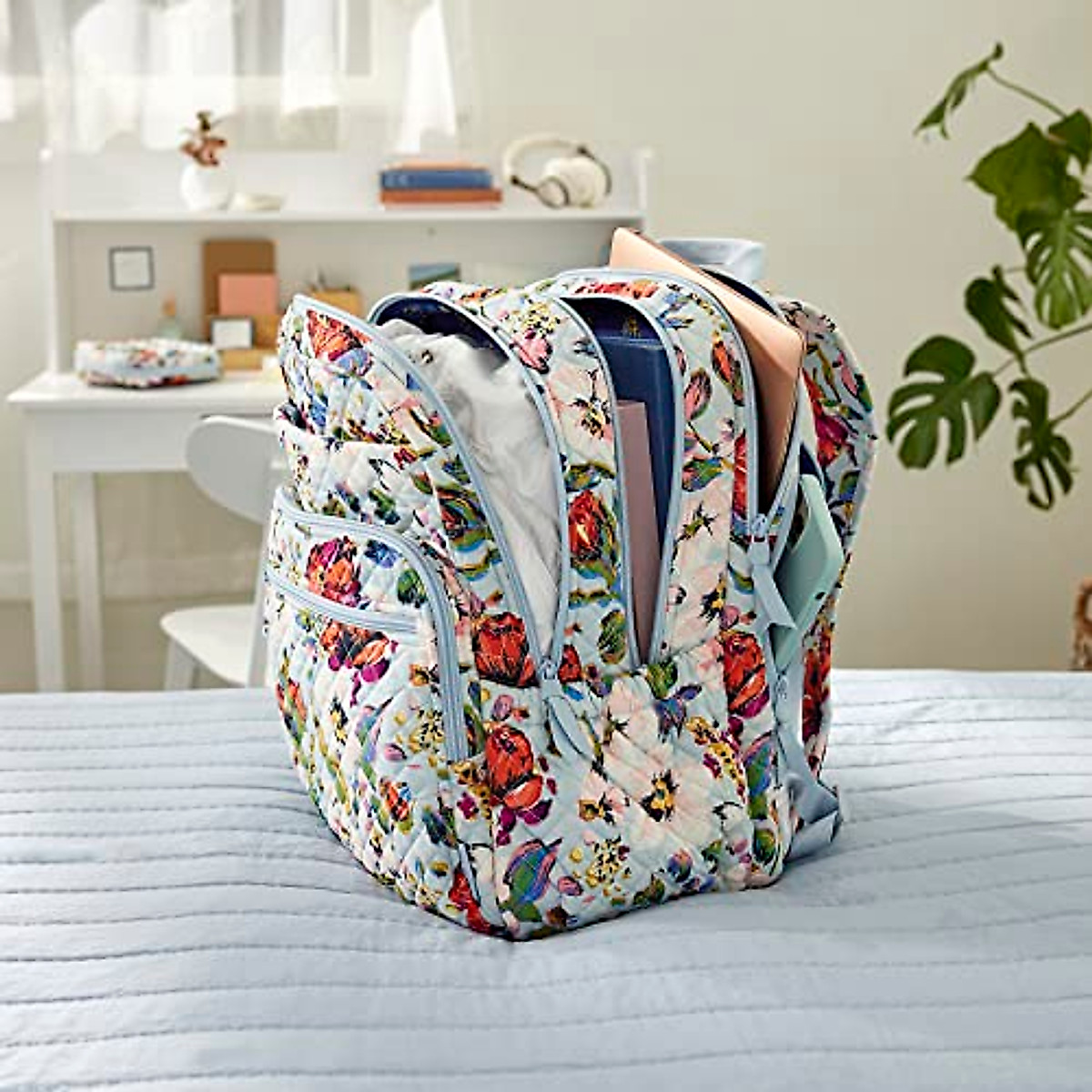 Vera Bradley Women's Cotton XL Campus Backpack, Dreamer Paisley - Recycled Cotton, One Size